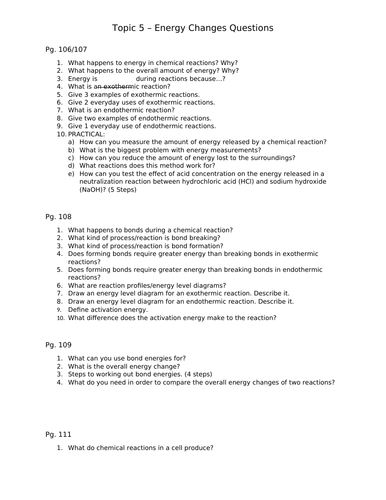 Energy Changes Paper 1 NEW AQA 9-1 GCSE CHEMISTRY ALL POSSIBLE ...