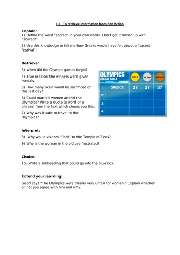 DERIC - The Ancient Greeks (Olympics) | Teaching Resources