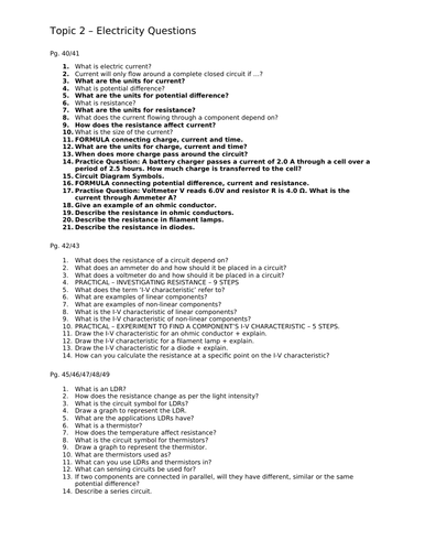 Electricity Paper 1 NEW AQA 9-1 GCSE PHYSICS ALL POSSIBLE QUESTIONS ...