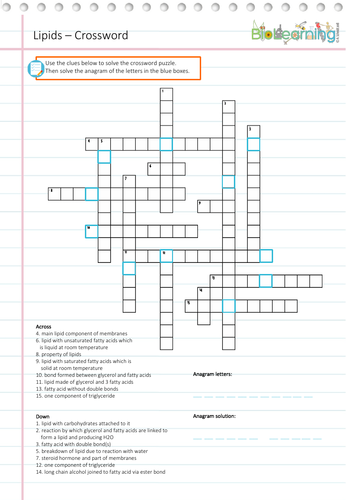 Lipids - Crossword (KS5) | Teaching Resources