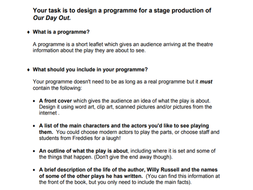 Our Day Out (2009) - The Musical | Teaching Resources