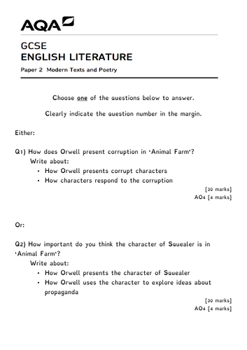 Animal Farm GCSE Revision - Part 3 of 3 | Teaching Resources