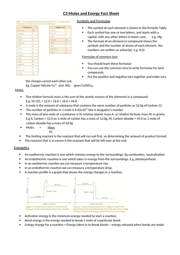 OCR Gatewasy GCSE Higher Chemistry C3.1 Moles & C3.2 Energy Revision ...