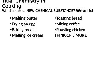 Cooking Chemistry, Chemical Reactions | Teaching Resources