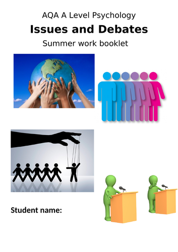 AQA Psychology issues and debates work booklet | Teaching Resources