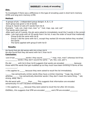 AQA GCSE Psychology 9-1- Memory- Encoding, storage, retrieval ... AQA GCSE Psychology 9-1- Memory- Encoding, storage, retrieval ...