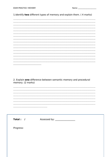 AQA GCSE Psychology 9-1- Memory- types of long term memory- LESSON ... AQA GCSE Psychology 9-1- Memory- types of long term memory- LESSON ...