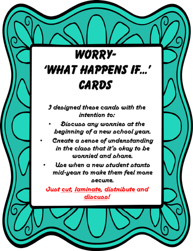 Back to School- Worry Cards | Teaching Resources