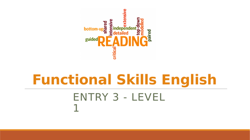Functional Skills English Reading Powerpoint Pack Entry 3 - Level 1 ...