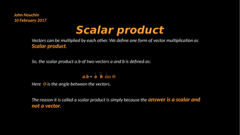 Scalar product | Teaching Resources
