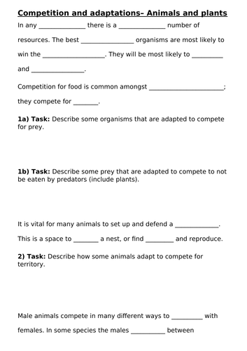 AQA Science Trilogy-Biology-Ecology-Competition between animals and ...