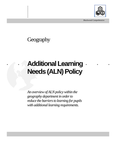 An SEN/ALN Department policy booklet | Teaching Resources