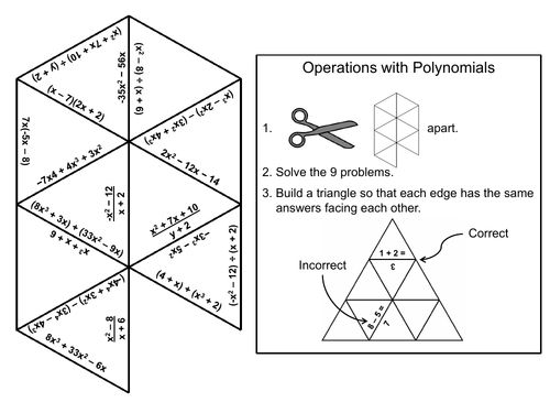Operations with Polynomials Game: Math Tarsia Puzzle | Teaching Resources
