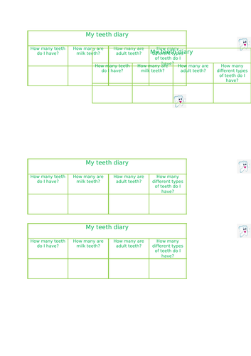 Teeth diary | Teaching Resources