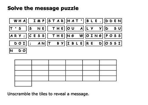 Solve the message puzzle from Saint Francis | Teaching Resources