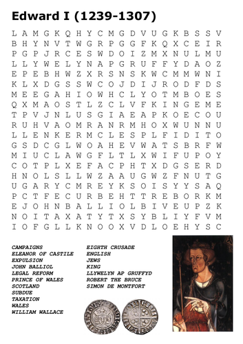Edward I Word Search | Teaching Resources