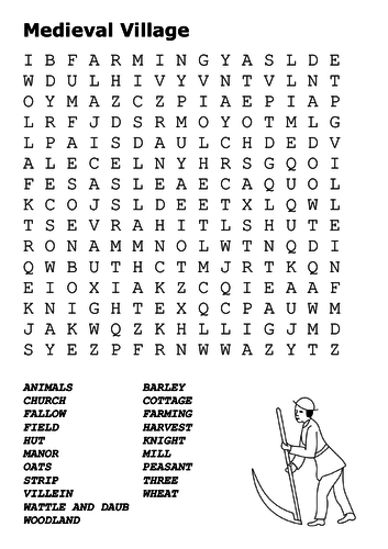 Medieval Village Word Search | Teaching Resources