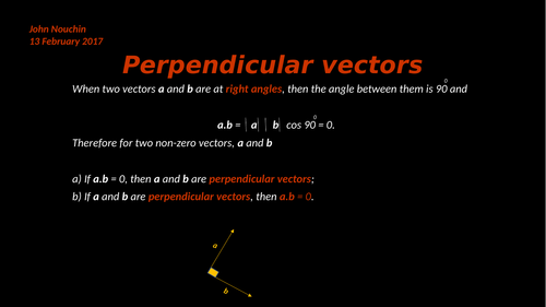Perpendicular Vectors | Teaching Resources