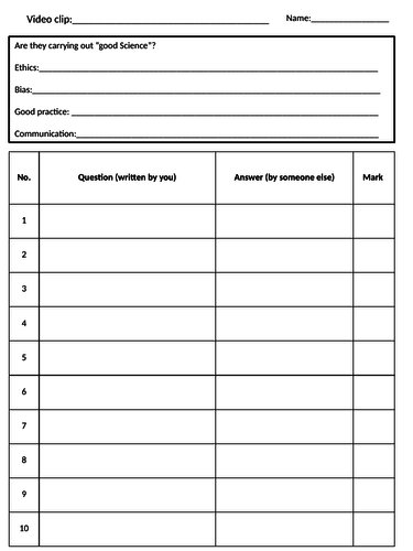 Activity for any Science video | Teaching Resources