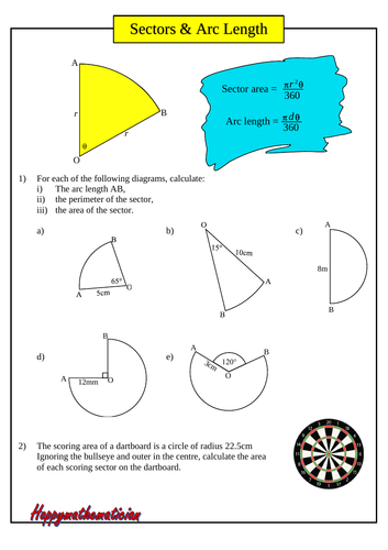 Sector Area and Arc Length Worksheets - With Answers | Teaching Resources