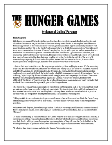 The Hunger Games - Collins' Key Messages! | Teaching Resources