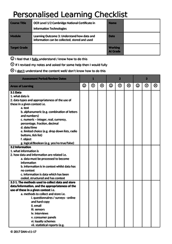 OCR Cambridge Nationals in IT - Personal Learning Checklists (PLC ...