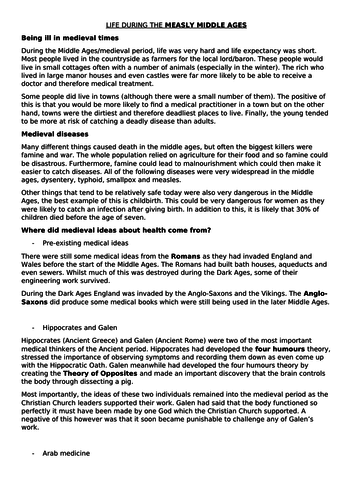 Health and the People - AQA - Medieval medicine - introduction to the ...
