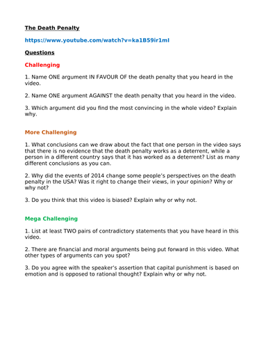 The Death Penalty / Capital Punishment | Teaching Resources