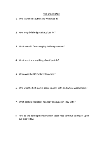 The Space Race - KS3 lesson | Teaching Resources