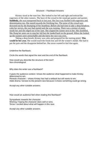 Flashback Worksheets Structure Analysis Explain GCSE High School Exam ...
