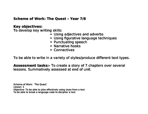The Quest - KS3 Creative Writing | Teaching Resources