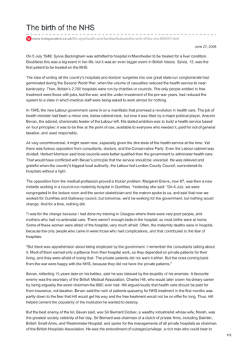 Creation and legacy of the NHS bundle | Teaching Resources