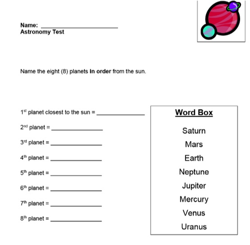 Astronomy Unit Grades 3-5: Smart Board, student pgs, test, visuals ...