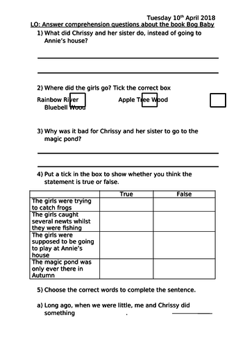 Year 1 Literacy Unit of Work - The Bog Baby | Teaching Resources