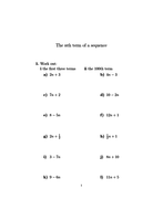 The nth term of a sequence worksheet no 2 (with solutions) | Teaching ...