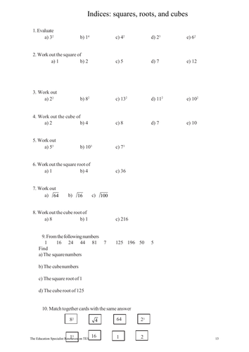 GCSE maths – squares, routes and cubes | Teaching Resources