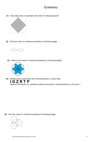 GCSE maths worksheet: symmetry | Teaching Resources