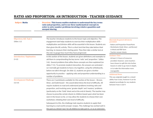 Ratio and Proportion: An Introduction! | Teaching Resources