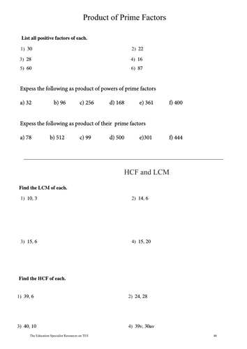 GCSE Maths HCF LCM & PoP Revision | Teaching Resources