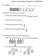 Grade 3, Math Module 5 REVIEW & ASSESSMENT w/Ans keys (printables ...