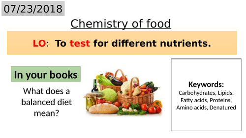 B3.3 Chemistry of food | Teaching Resources