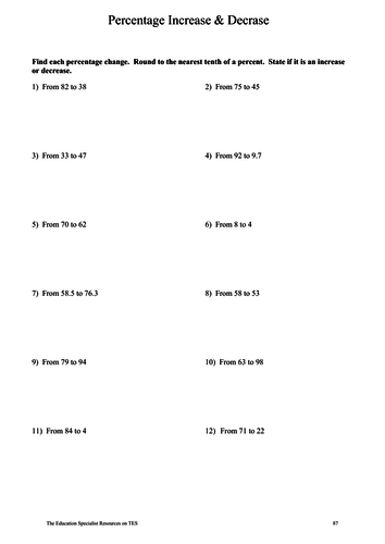 GCSE Maths Percentage Increase or Decrease | Teaching Resources