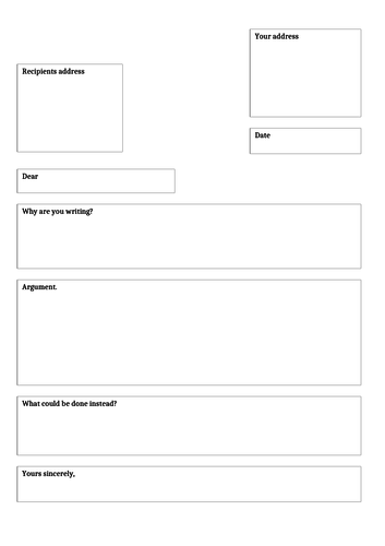 Letter writing template | Teaching Resources