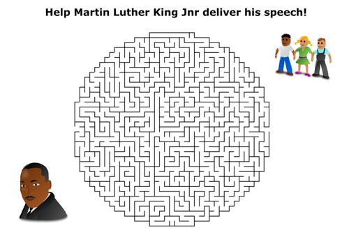 Help Martin Luther King deliver his speech maze puzzle | Teaching Resources