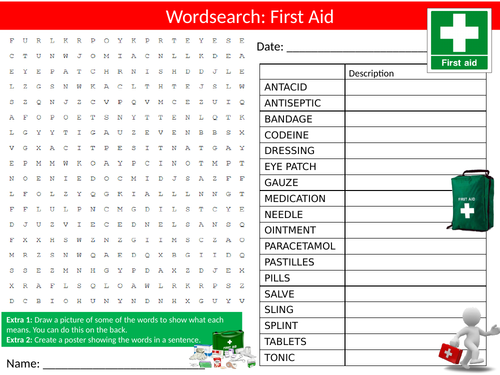4 x First Aid Wordsearch Sheet Starter Activity Keywords Cover ...