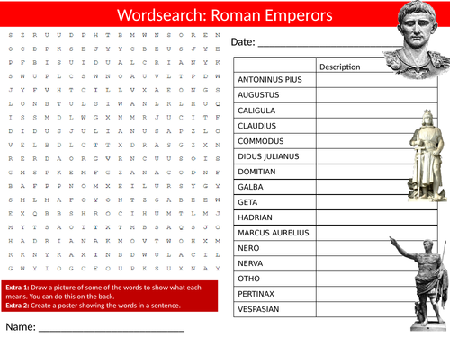 Roman Emperors Wordsearch Sheet Starter Activity Keywords History ...