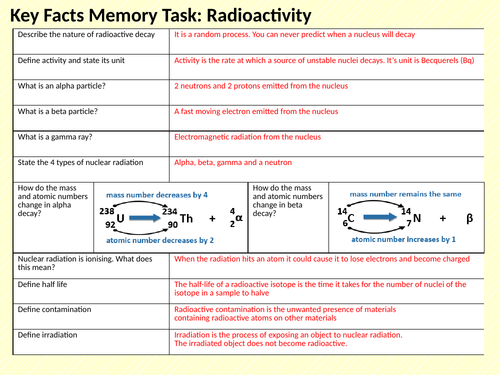 AQA Trilogy Combined Science Physics - Key Facts Recall Revision ...