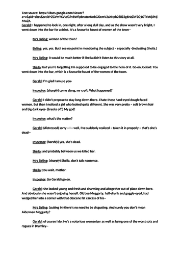 An Inspector Calls SOW | Teaching Resources
