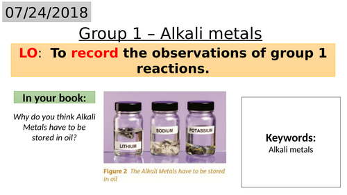 C2.3 Group 1 Alkali metals | Teaching Resources
