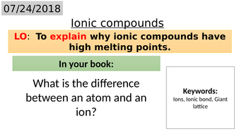C3.3 Properties of ionic compounds | Teaching Resources